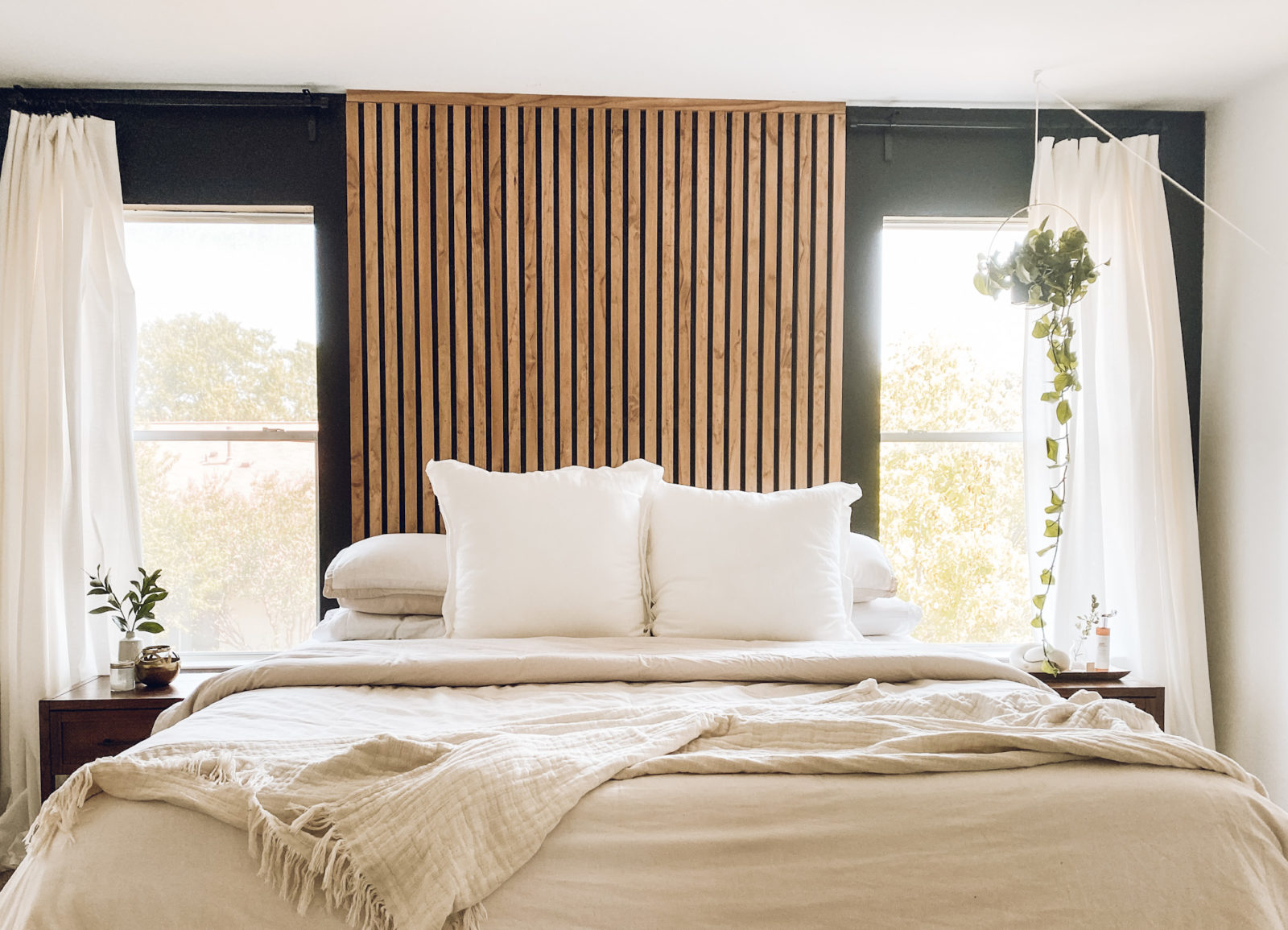 Bedroom Refresh (Part 2) DIY Vertical Wood Slat Wall